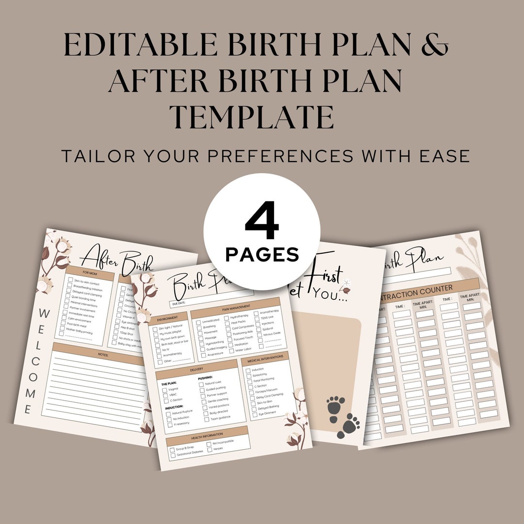Customizable Birth Plan & Pregnancy Planner Editable Template - Etsy