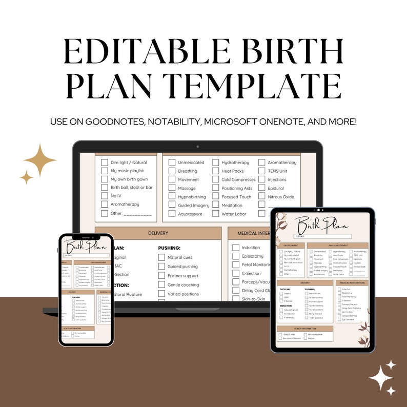 Customizable Birth Plan & Pregnancy Planner, Editable Template for ...
