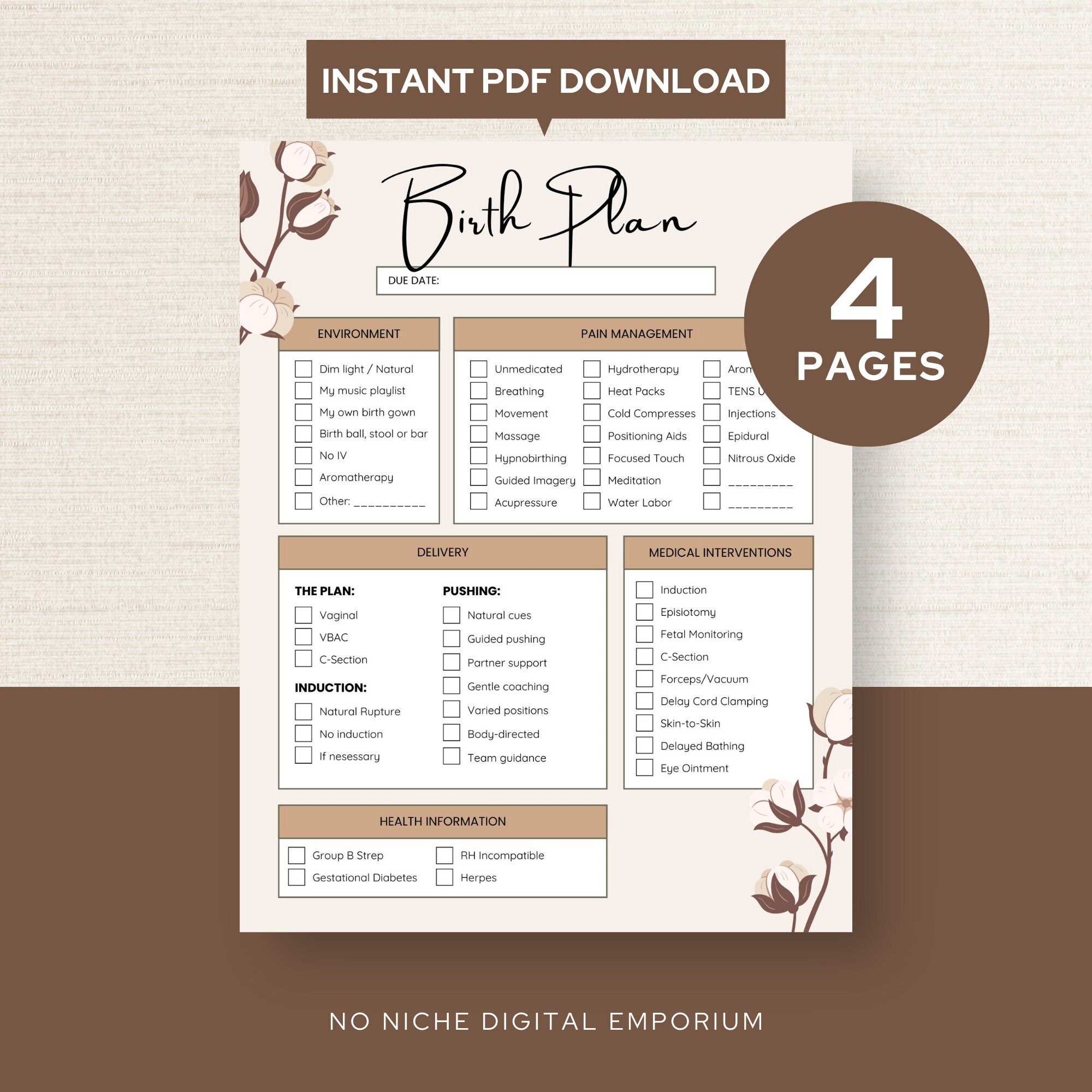 Customizable Birth Plan & Pregnancy Planner, Editable Template for ...