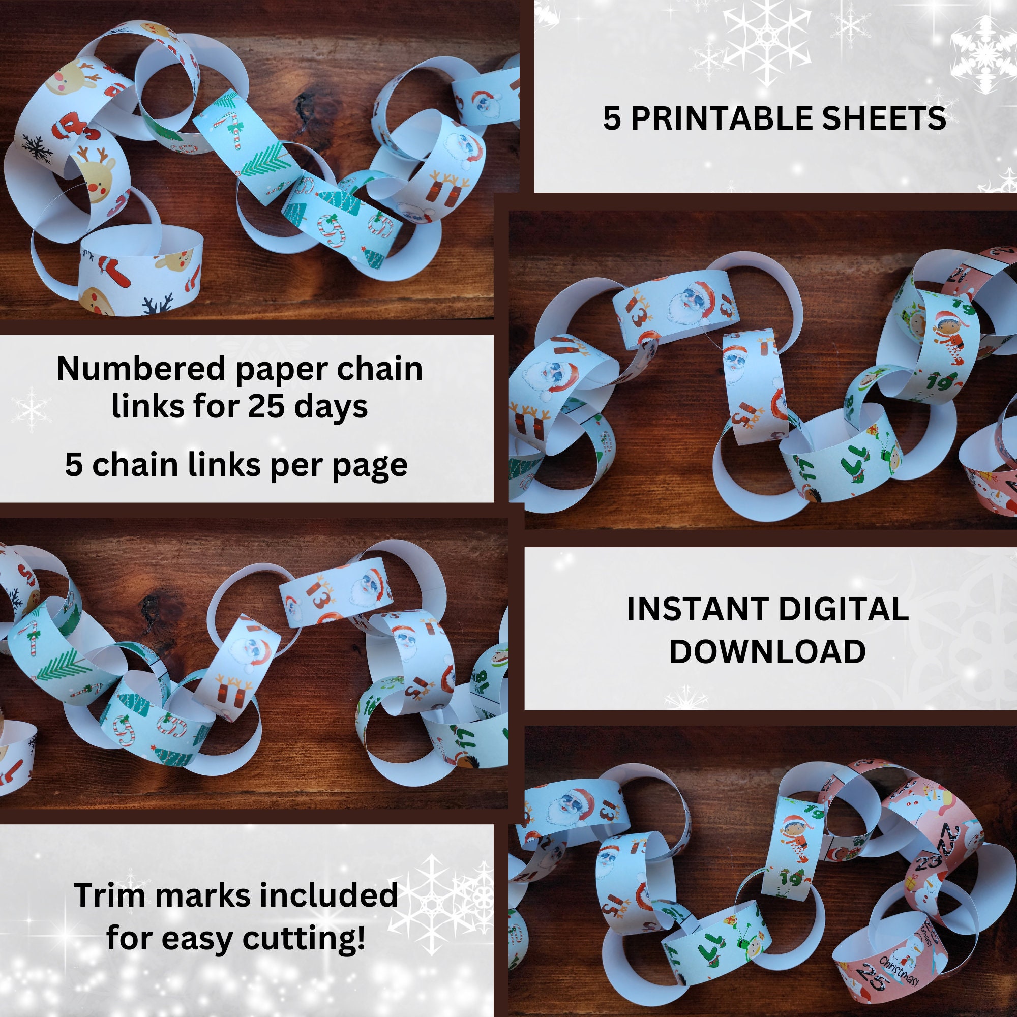 Printable Christmas Countdown Paper Chain- 25 Days of Christmas ...
