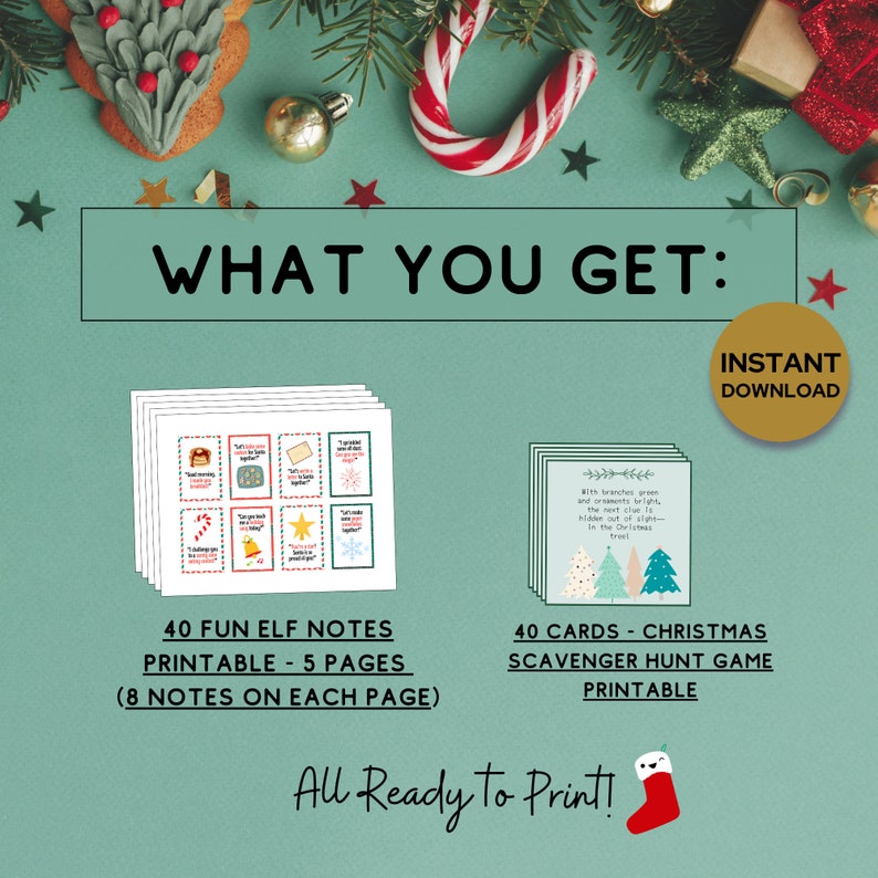 Printable Christmas Scavenger Hunt Game and Christmas Elf Notes Bundle ...