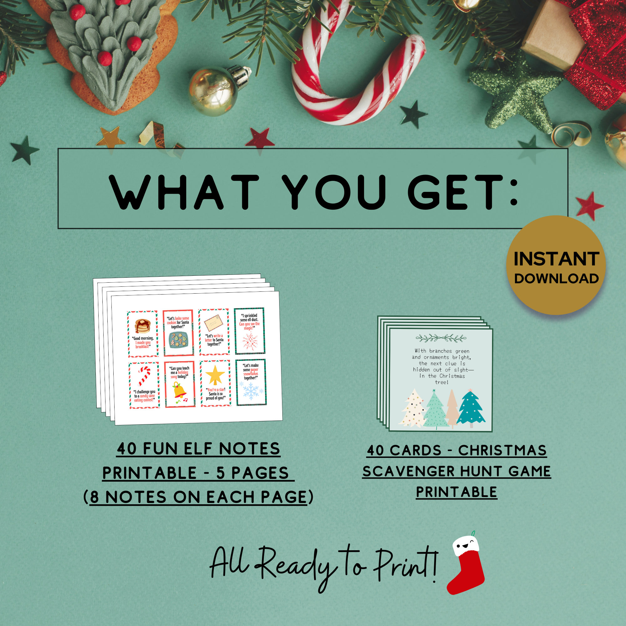 Printable Christmas Scavenger Hunt Game and Christmas Elf Notes Bundle ...