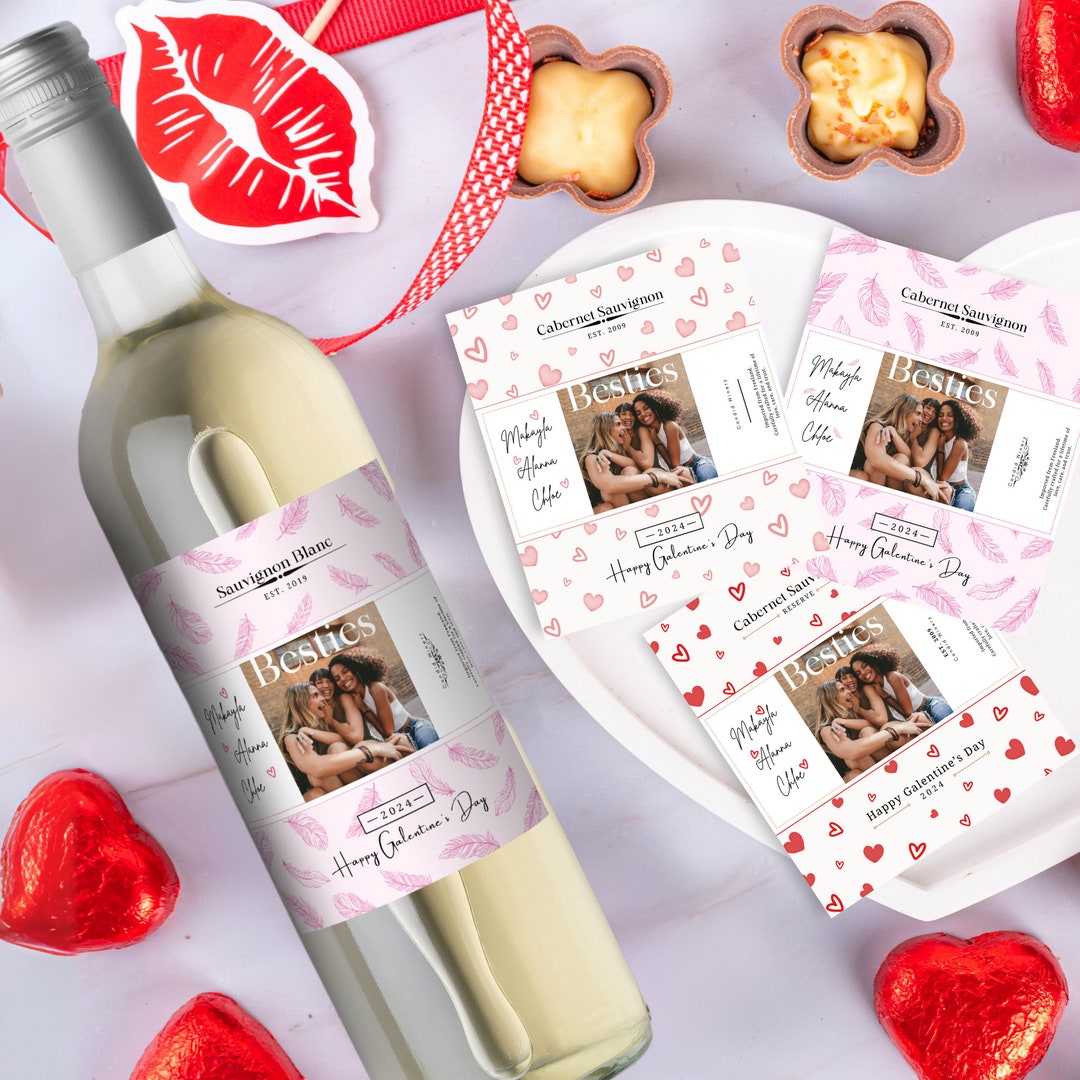 Custom Wine Bottle Label Templates | Galentines Day | Valentines Day ...