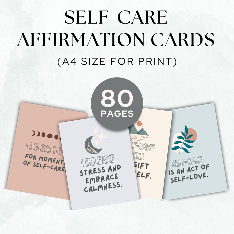 80 Self-care Affirmation Cards Printable Deck for Calming Corner ...