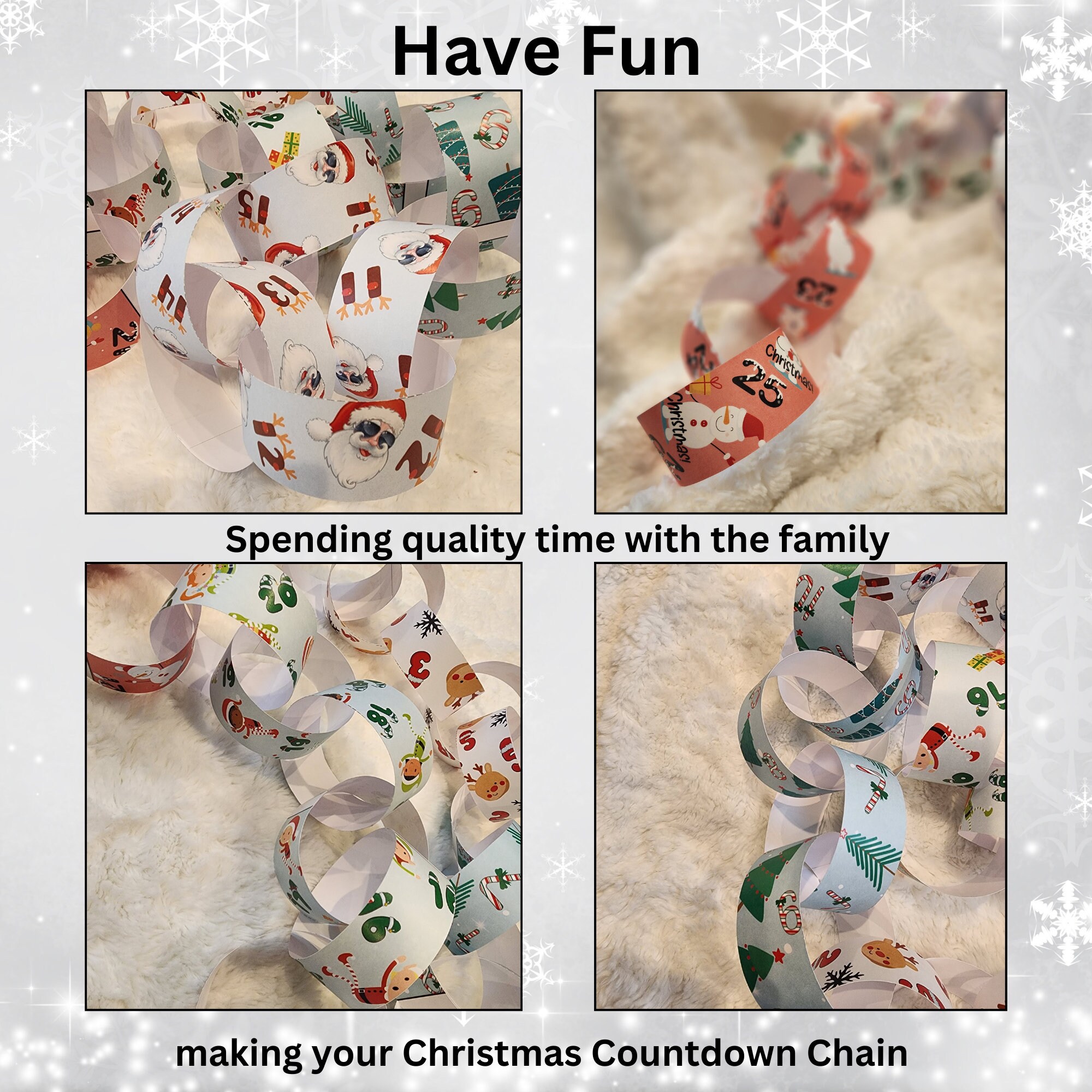 Printable Christmas Countdown Paper Chain- 25 Days of Christmas ...