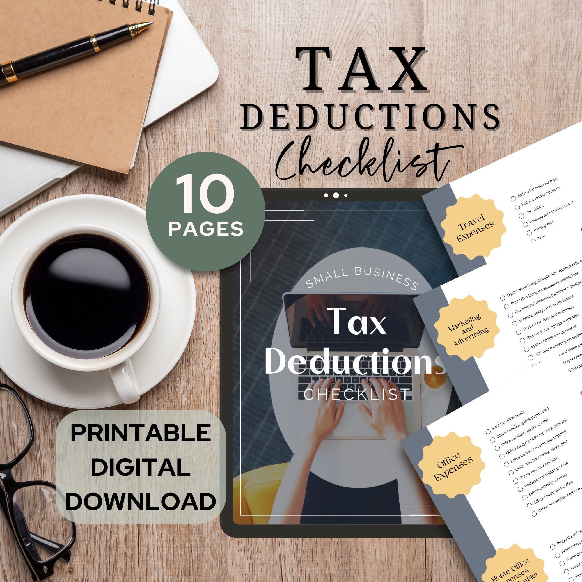 Tax Deductions Checklist Small Business Finance Printable Tax Cheat ...