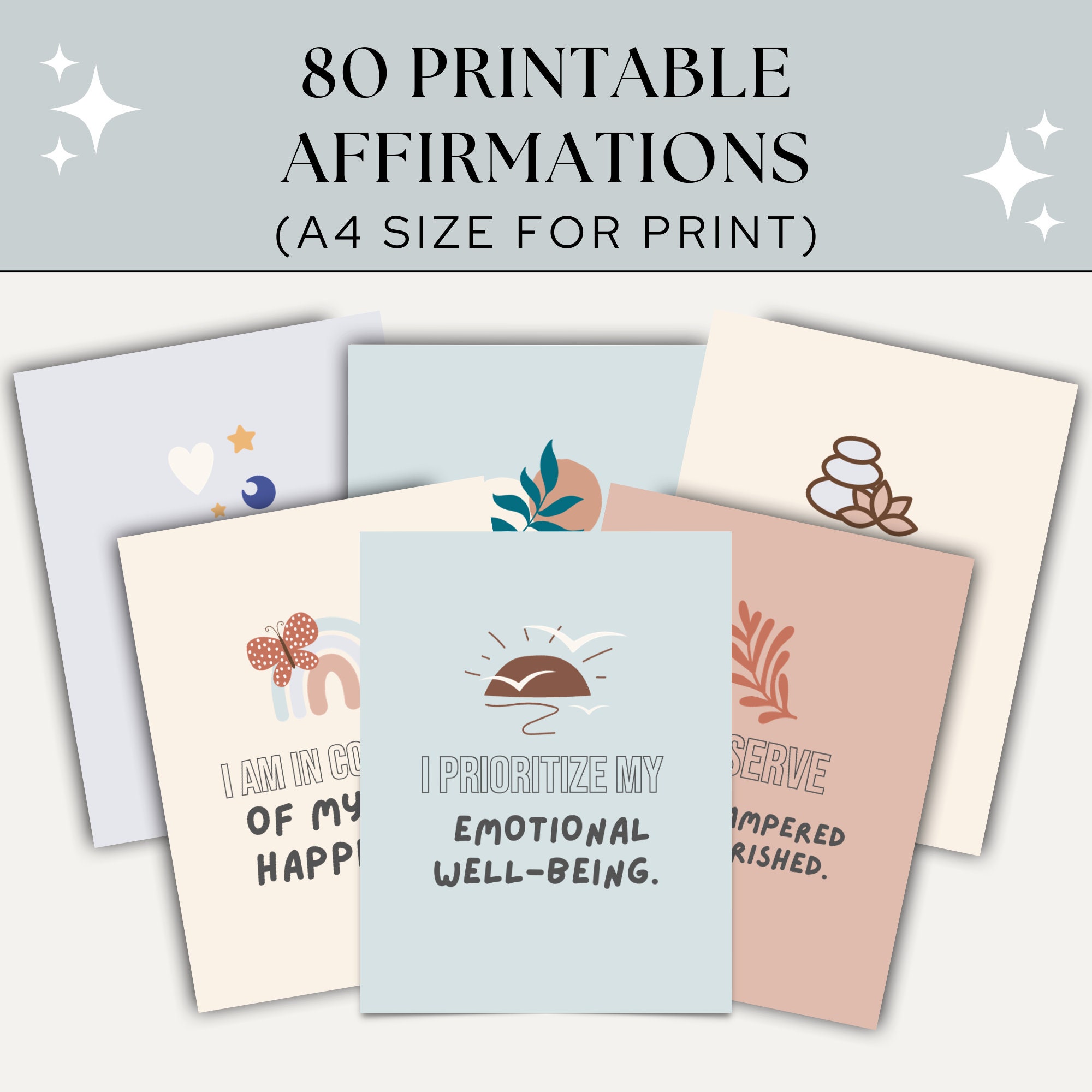 80 Self-care Affirmation Cards Printable Deck for Calming Corner ...