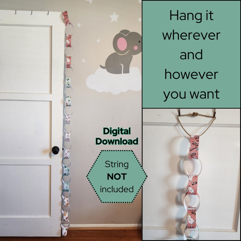 Printable Christmas Countdown Paper Chain- 25 Days of Christmas ...