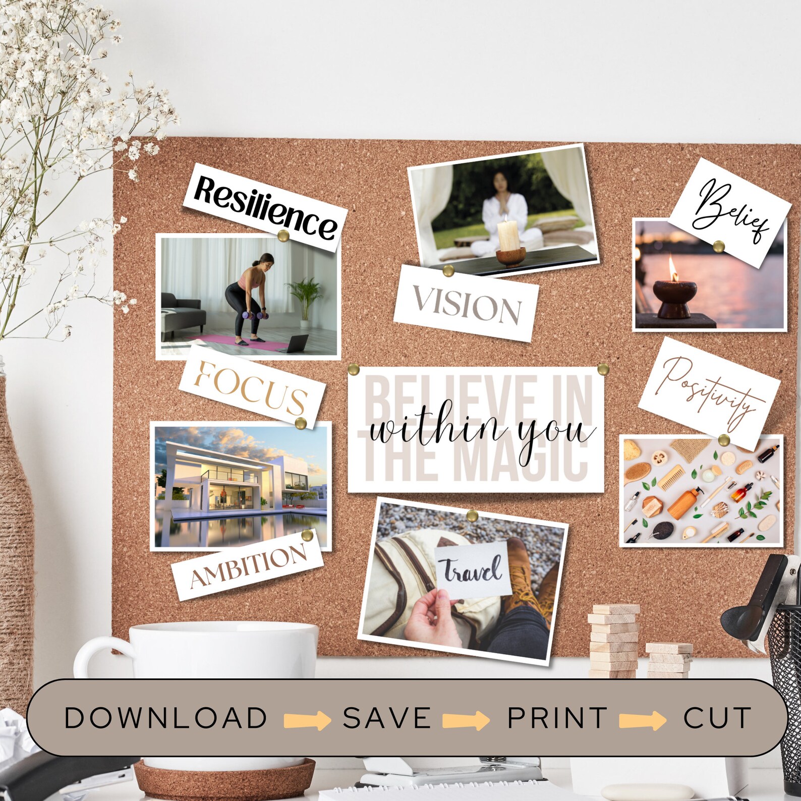 2024 Printable Vision Board Kit | Manifesting Abundance | Positive ...