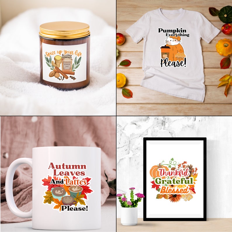 20 Cute Fall PNG Digital Sticker Bundle | Autumn PNG | Fall Designs ...