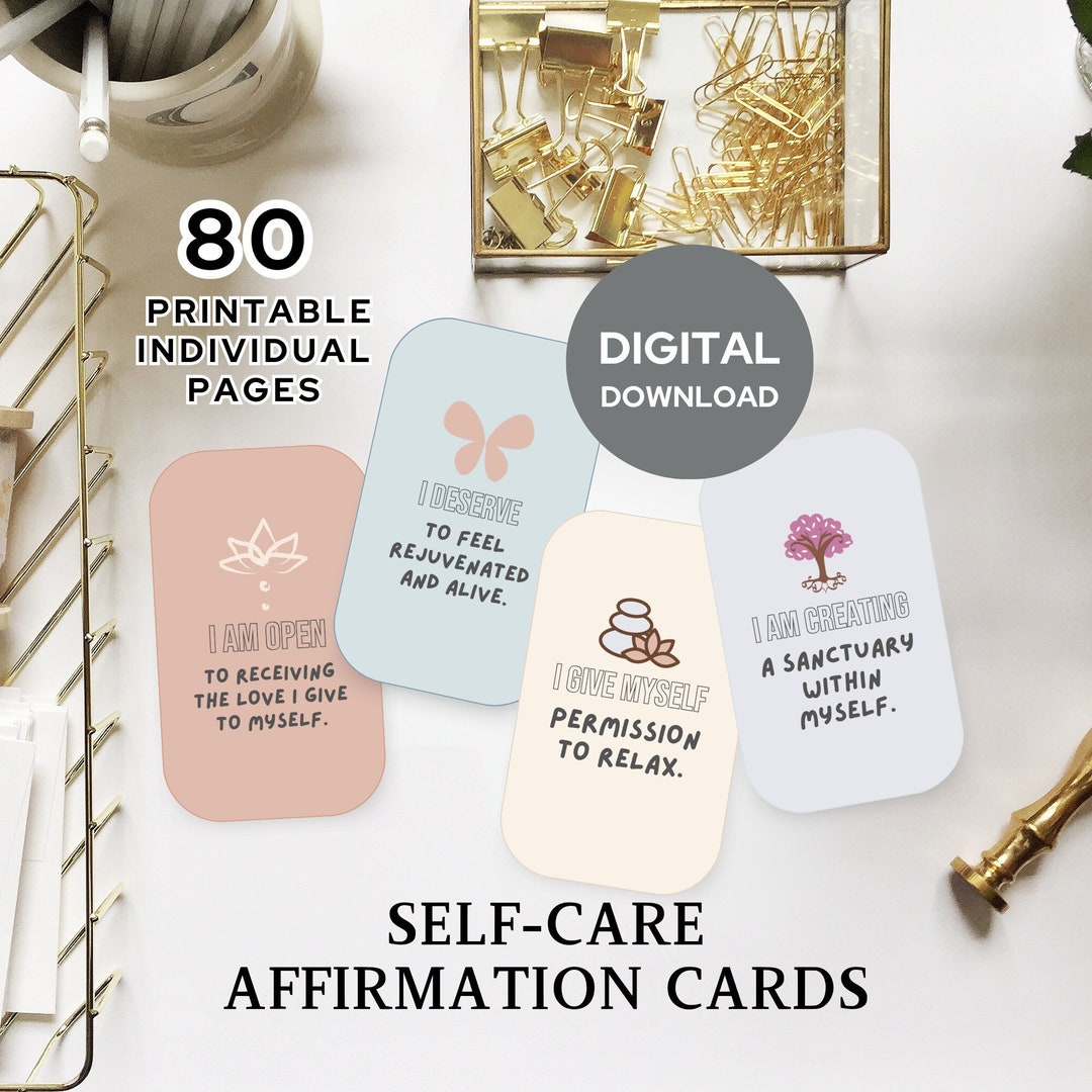 80 Self-care Affirmation Cards | Printable Deck for Calming Corner ...
