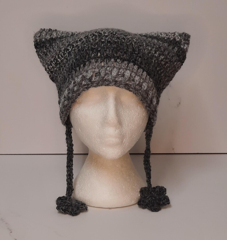 Handmade Crochet Cat Ear Beanie, Heart Star, Warm Hat, Winter Trend ...