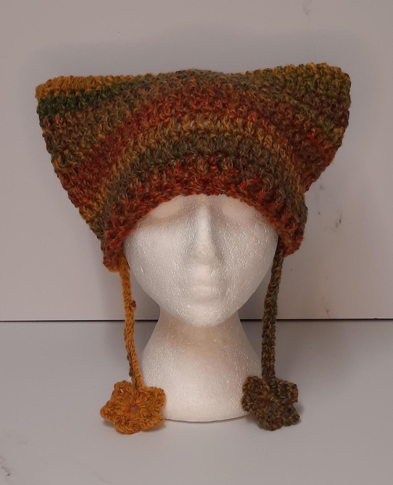 Handmade Crochet Cat Ear Beanie, Heart Star, Warm Hat, Winter Trend ...