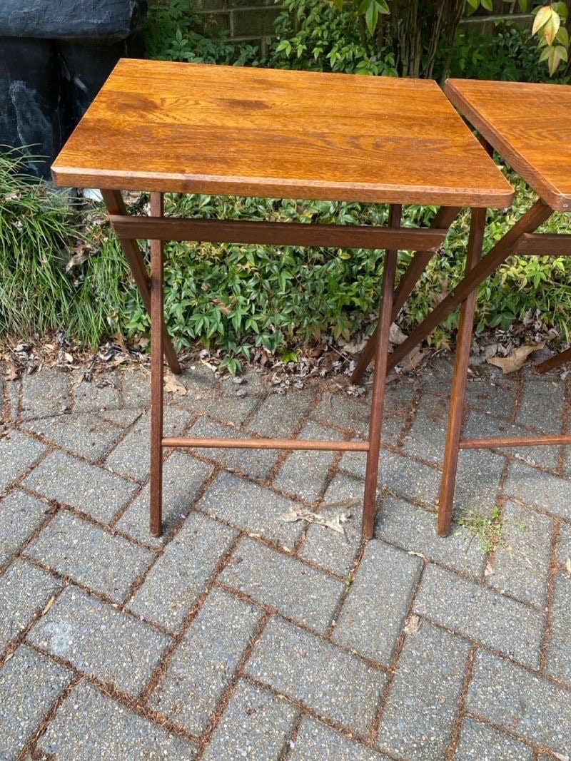 Midcentury Modern MCM Solid Walnut Folding Tray Tables. Set of Four - Etsy