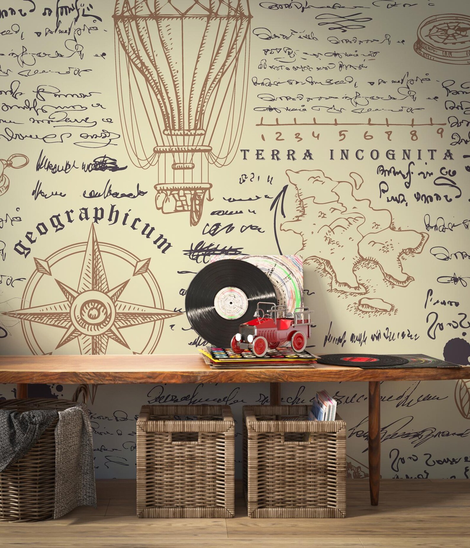 Antique Steampunk Wallpaper | Vintage Historical Calligraphy Wall Mural ...