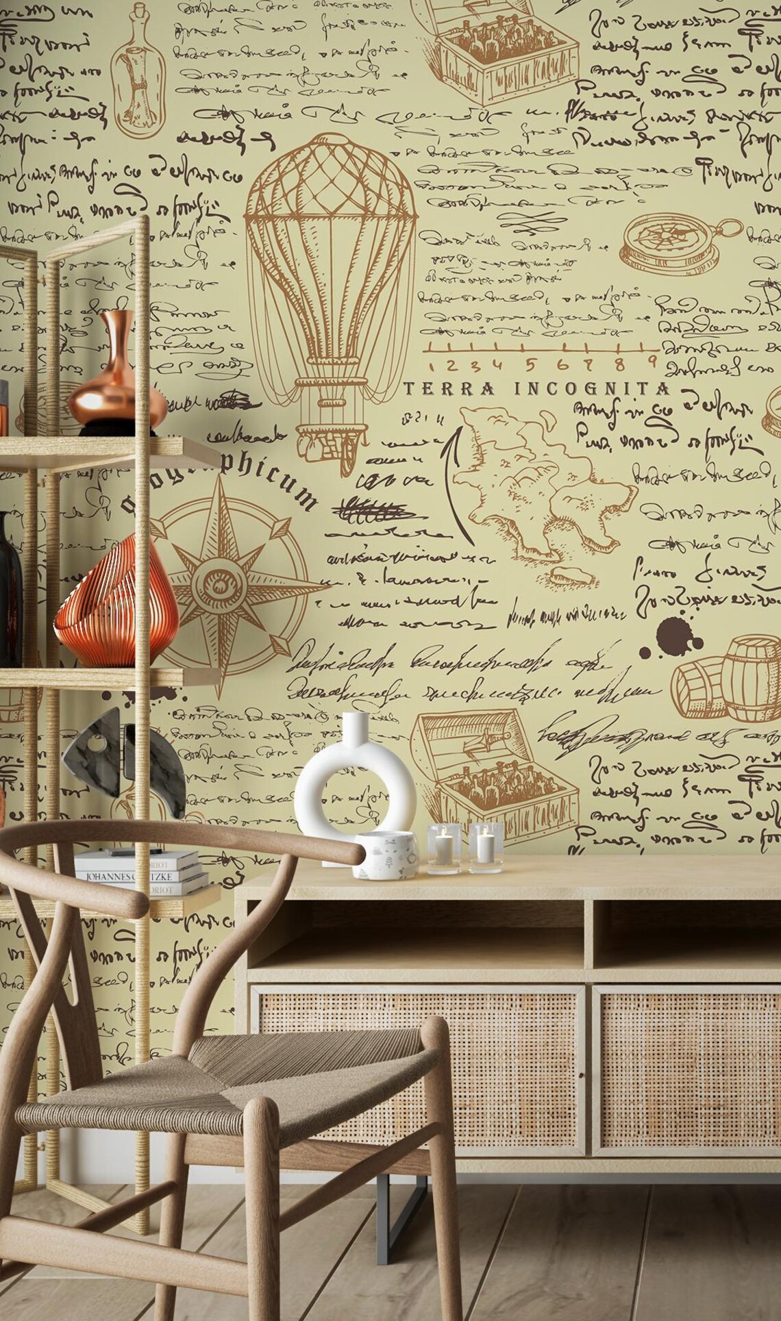 Antique Steampunk Wallpaper | Vintage Historical Calligraphy Wall Mural ...