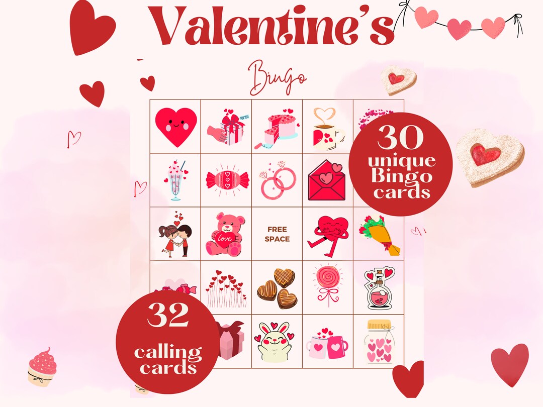 Valentine's Day Bingo Game for Kids Printable Fun Valentines Game Bingo ...