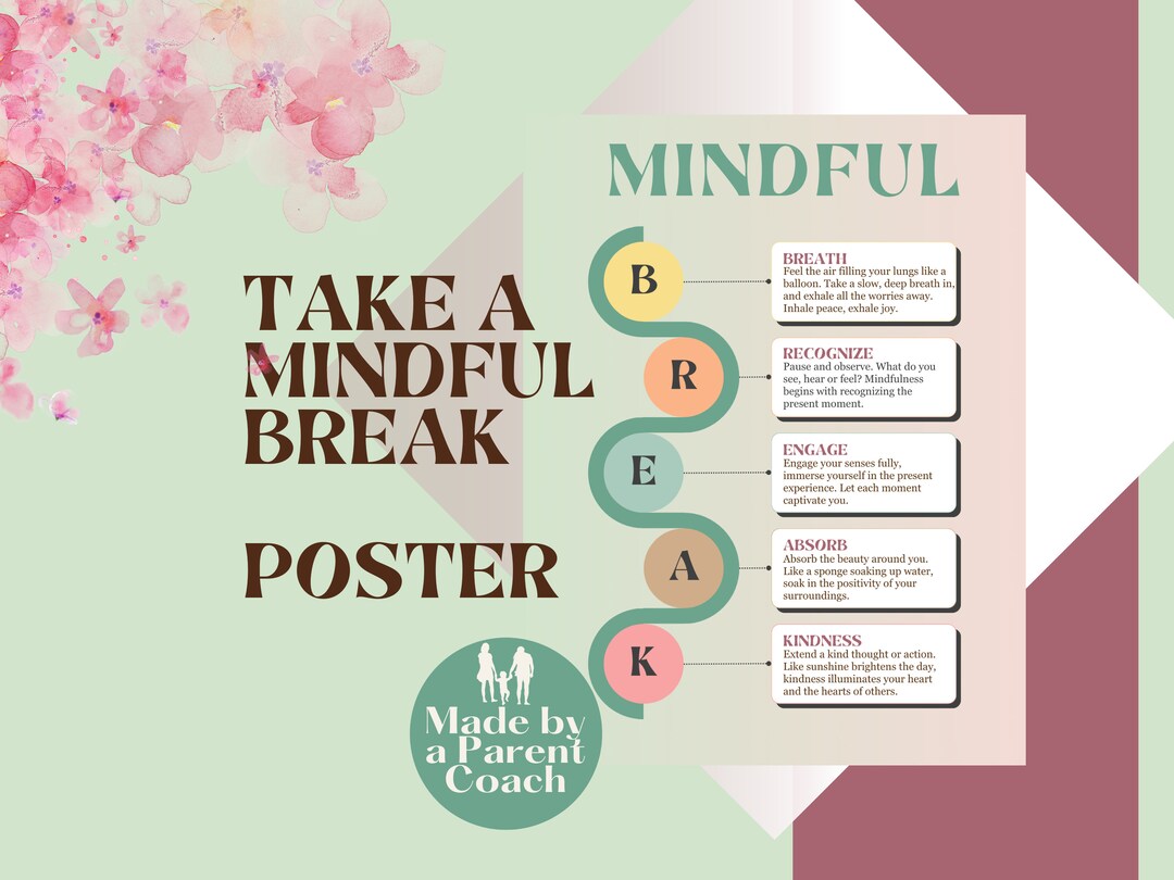 Empowering Mindful Break Poster Trio for Self-care, Growth Mindset, and ...