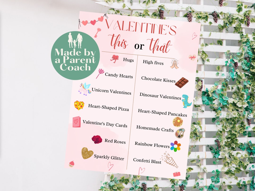 Valentine's Day This or That, Would You Rather Game for Kids Fun ...