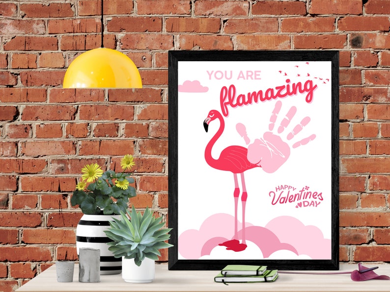 Handprint Template Flamingo Fun Valentine DIY Art Kids Handprint Craft ...