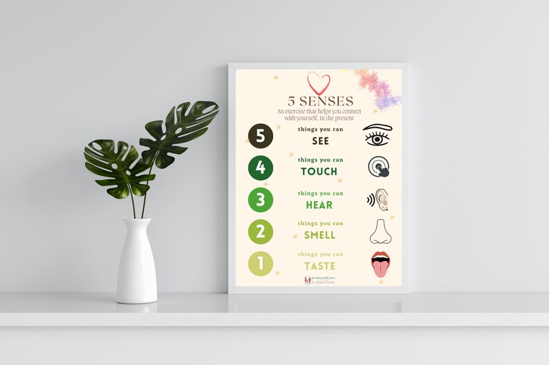 Grounding Techniques Kids Poster With the 5 Senses Calming Corner and ...