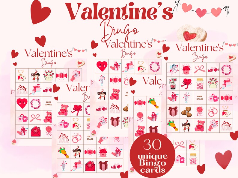 Valentine's Day Bingo Game for Kids Printable Fun Valentines Game Bingo ...