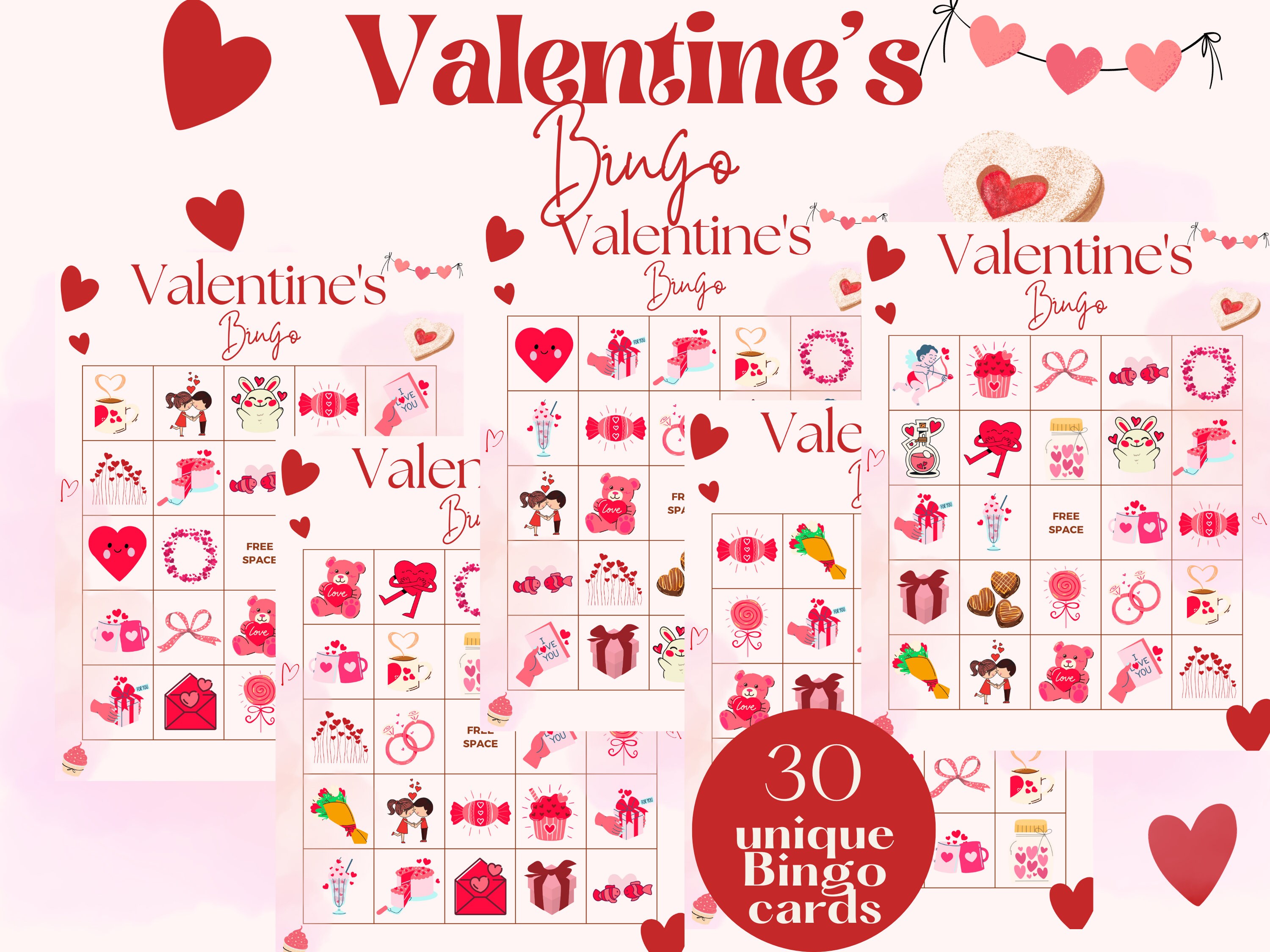 Valentine's Day Bingo Game for Kids Printable Fun Valentines Game Bingo ...