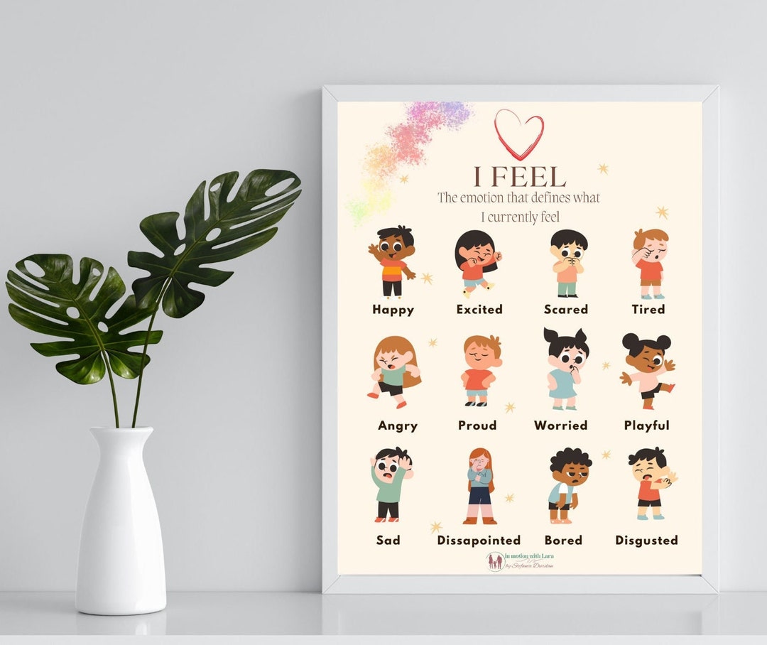 Feelings Poster for Kids - Big Feelings Chart for Emotional ...