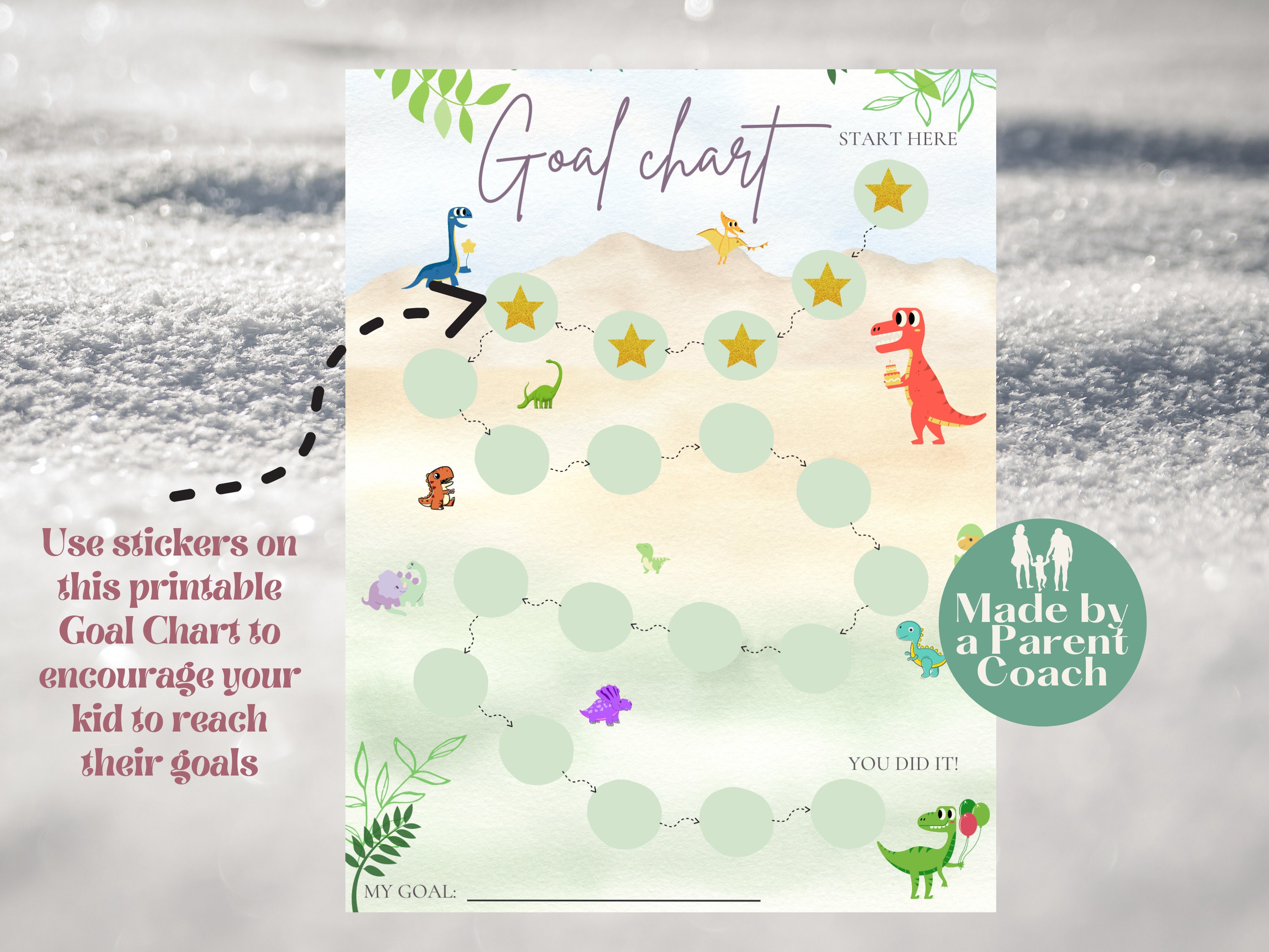 Dinosaurs Printable Goal Chart for Kids Goal Setting Fun - Etsy