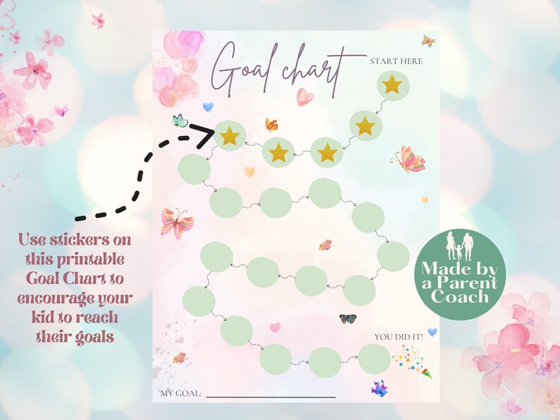 Printable Butterflies Goal Chart for Kids Rewards Chart Incentive Chart ...