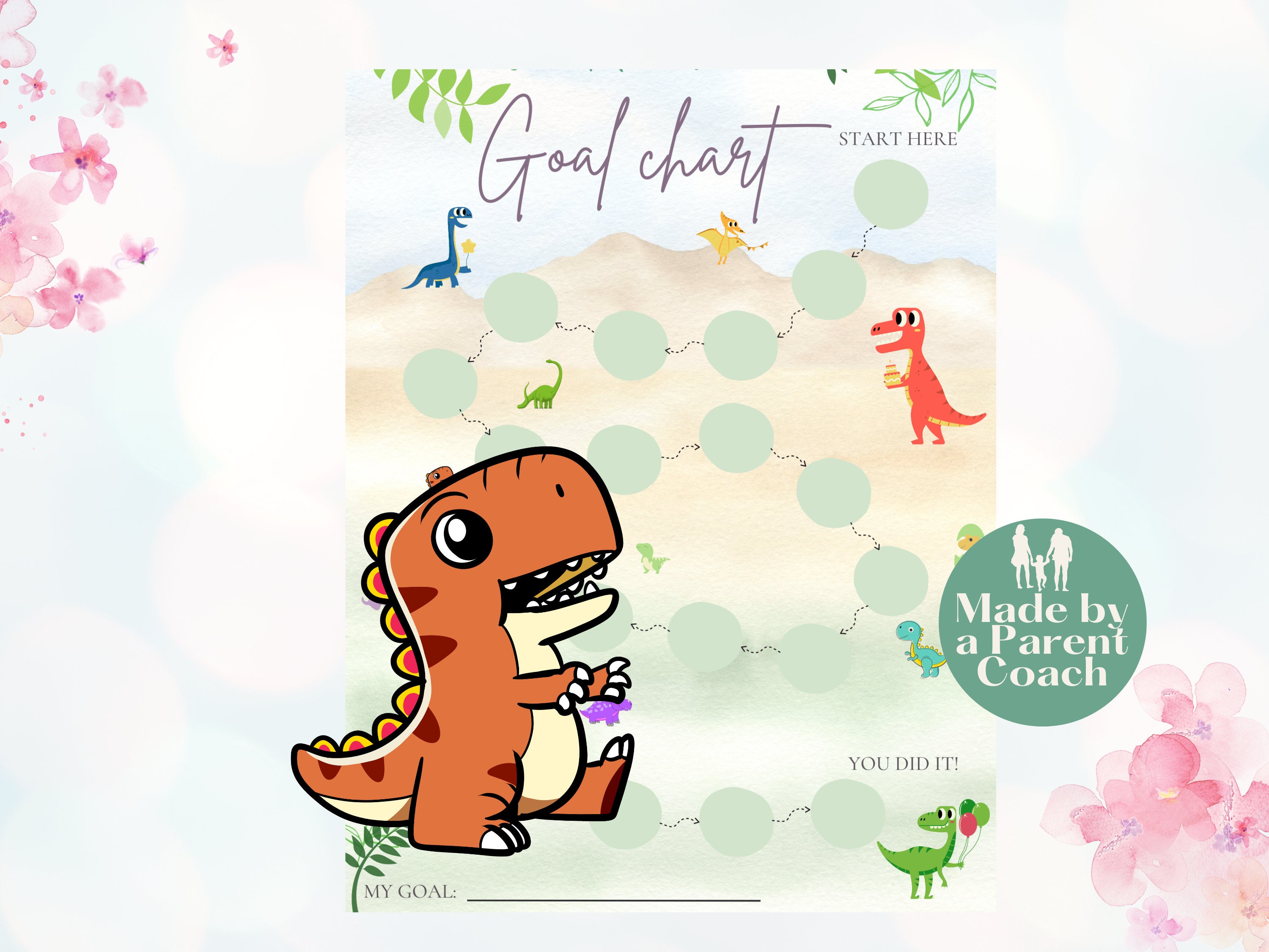 Dinosaurs Printable Goal Chart for Kids Goal Setting Fun Reward Chart ...