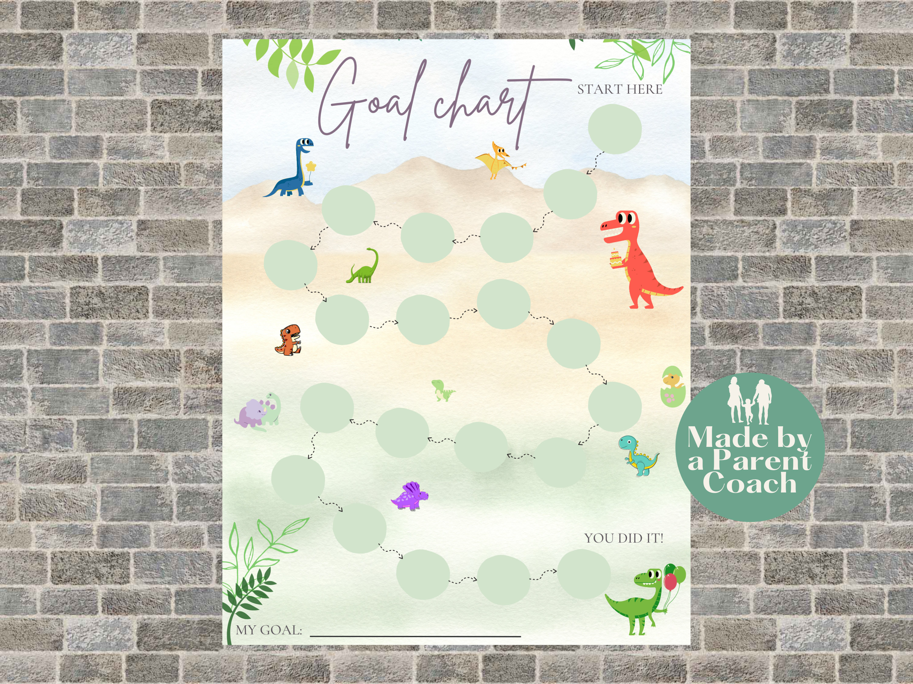 Dinosaurs Printable Goal Chart for Kids Goal Setting Fun - Etsy