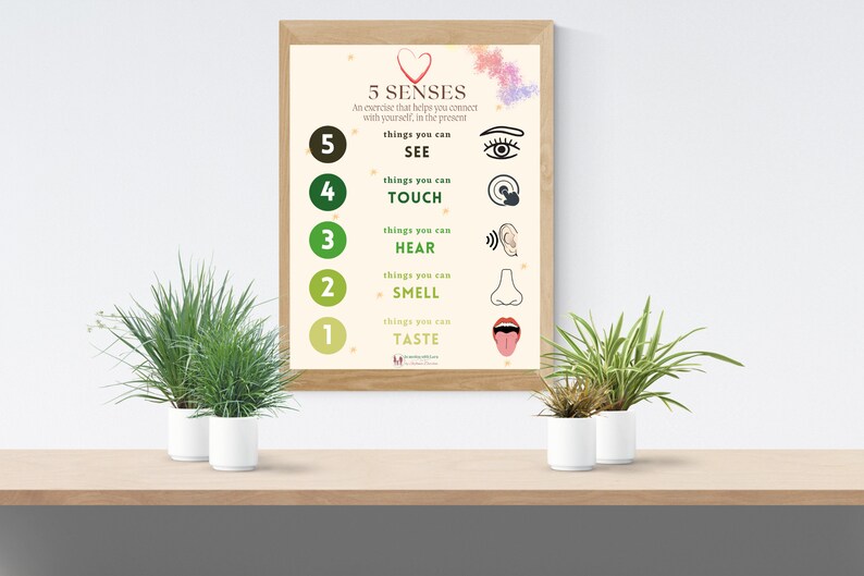Grounding Techniques Kids Poster With the 5 Senses Calming Corner and ...