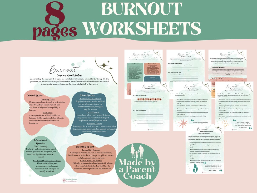 Burnout Workbook Mental Health Digital Pdf Minimalist – Stress Relief ...