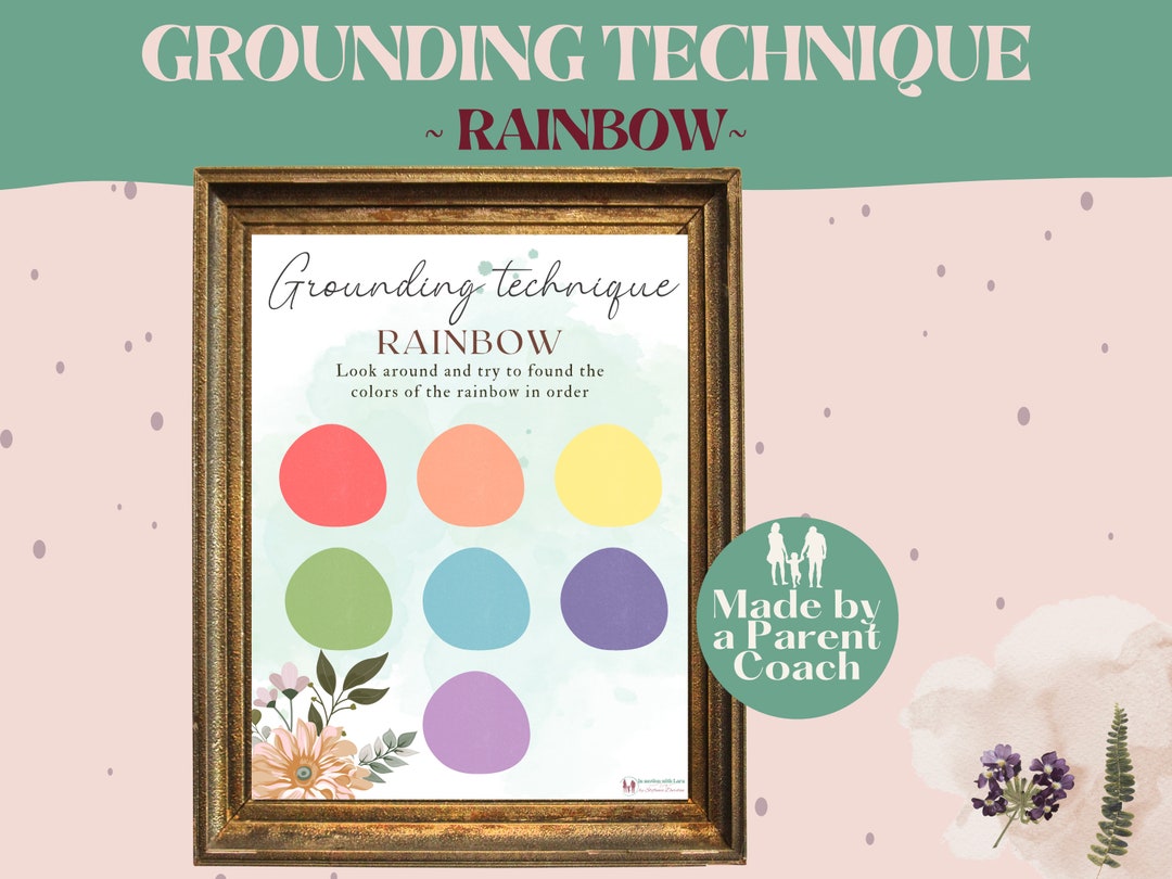 Rainbow Anxiety Tool Grounding Technique Adults Children Wall Art ...