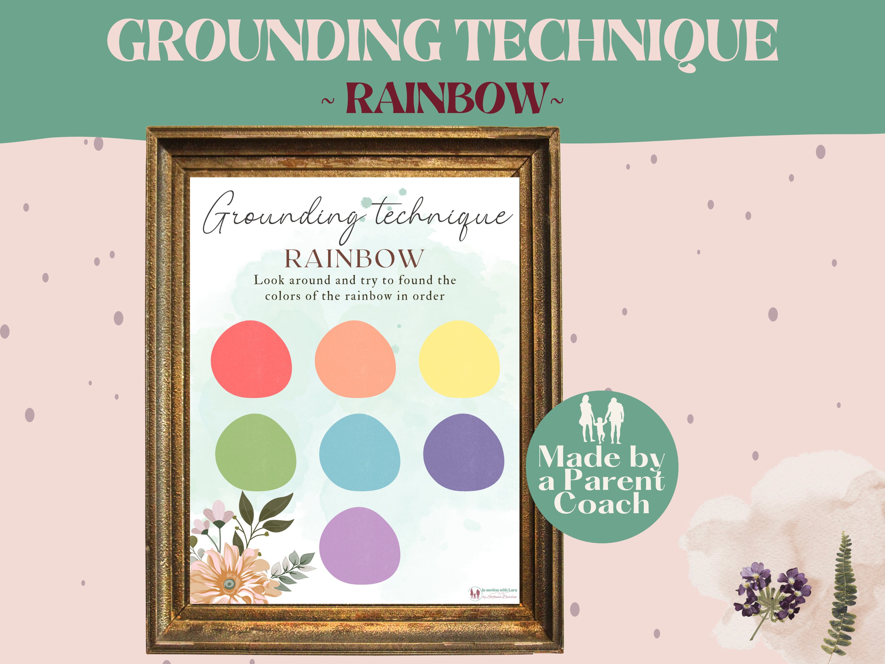 Rainbow Anxiety Tool Grounding Technique Adults Children Wall Art ...