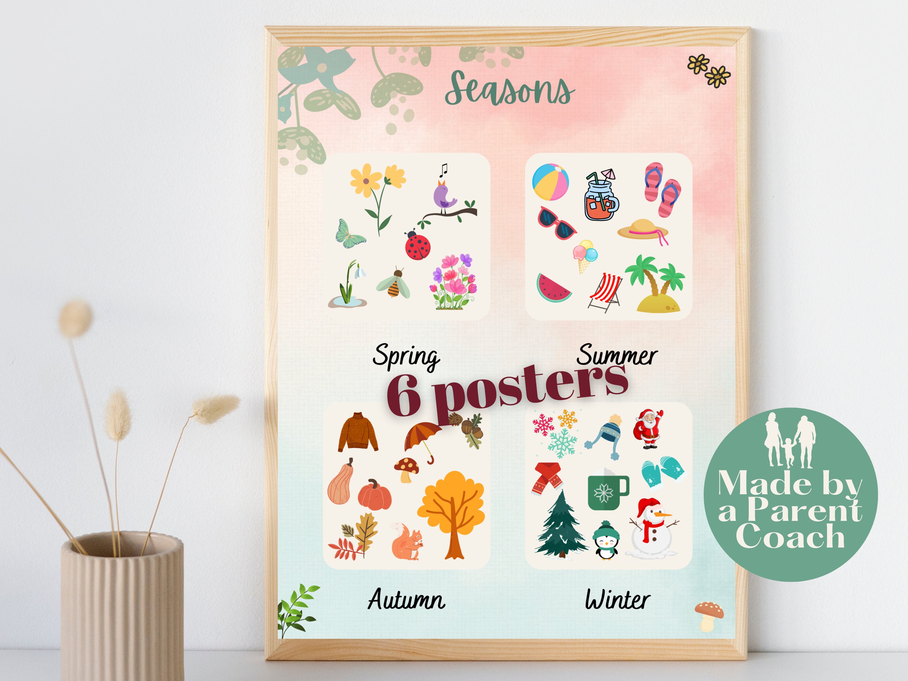 Four Seasons Preschool Poster Set Learning Journey Teaching Poster ...
