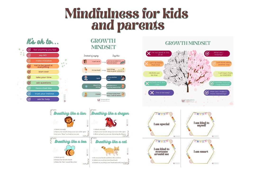 Mental Health Mindfulness for Kids and Parents Positive Affirmations ...
