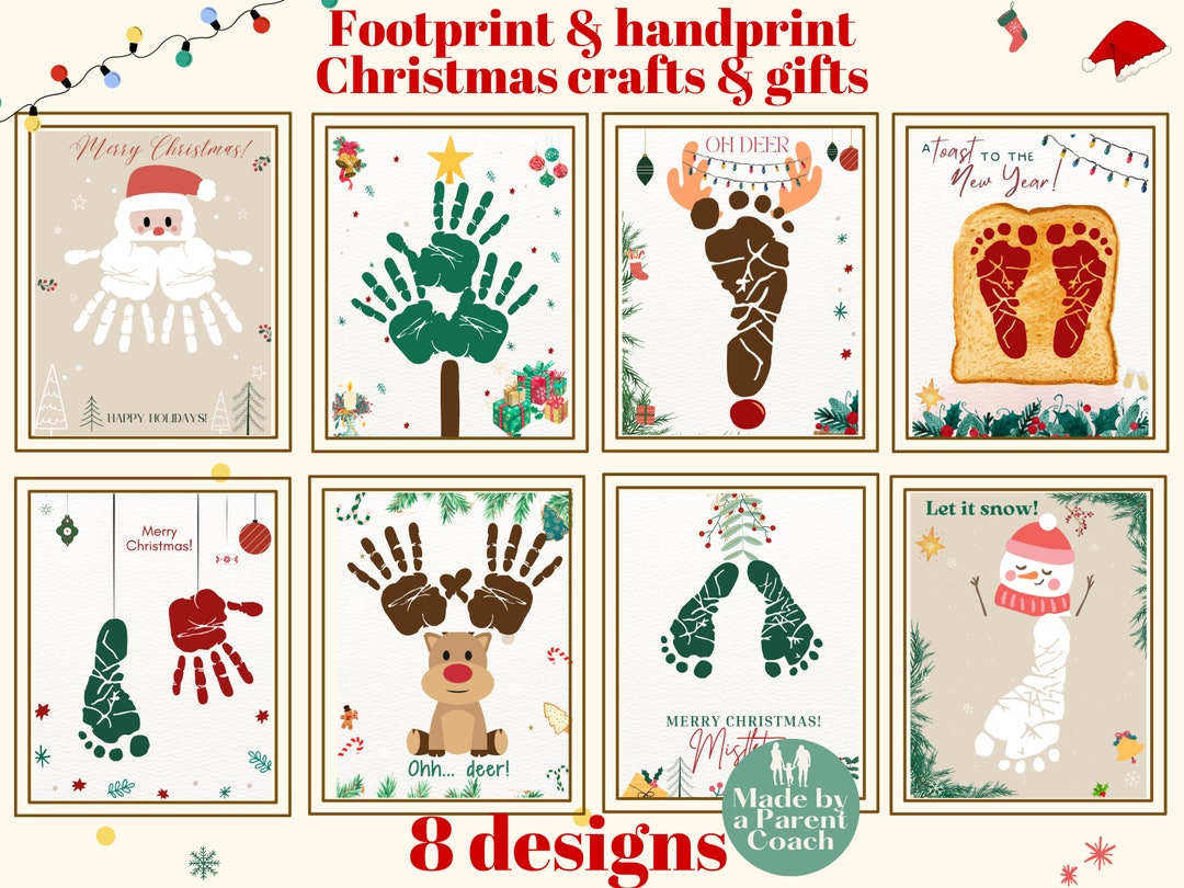 Handprint Art 2023 Christmas Card Footprint Craft 8 Craft - Etsy