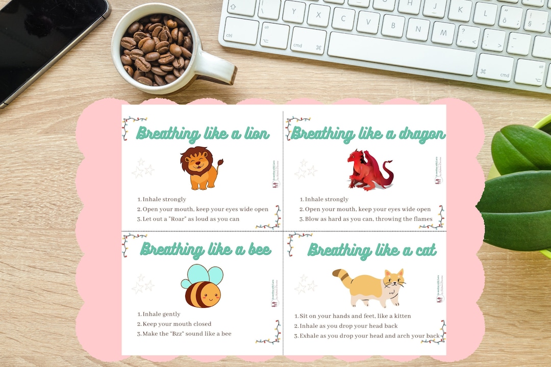 Mindful Breathing Exercises Cards for Kids Animal | Mindfulness and ...