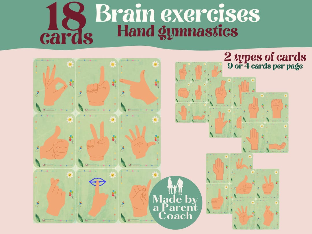 Brain Boosting Gym Hand Exercises Cards for Kids - Homeschool Preschool ...