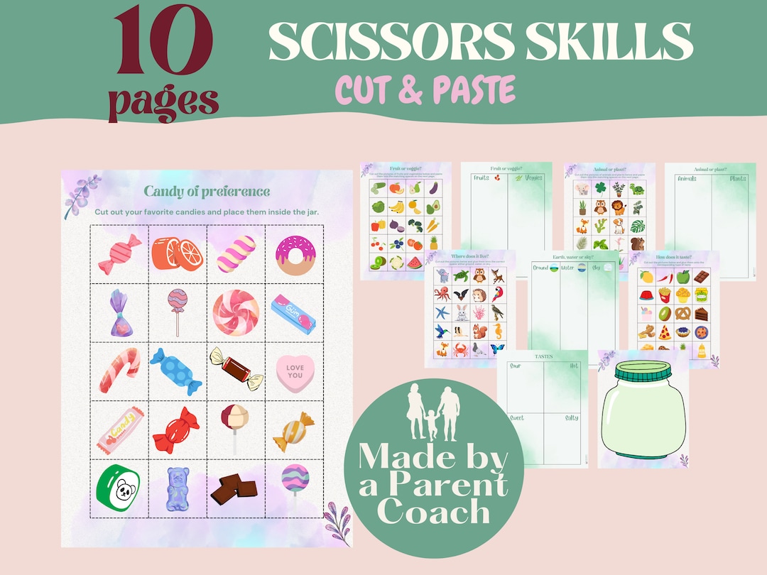 Scissors Skills Practice Printable Worksheets for Kids - Includes ...