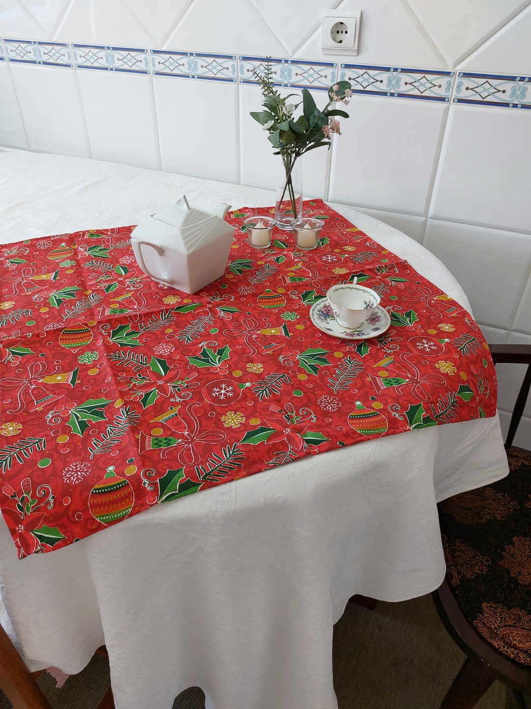 Cotton Small Christmas Decor Tablecloth - Etsy