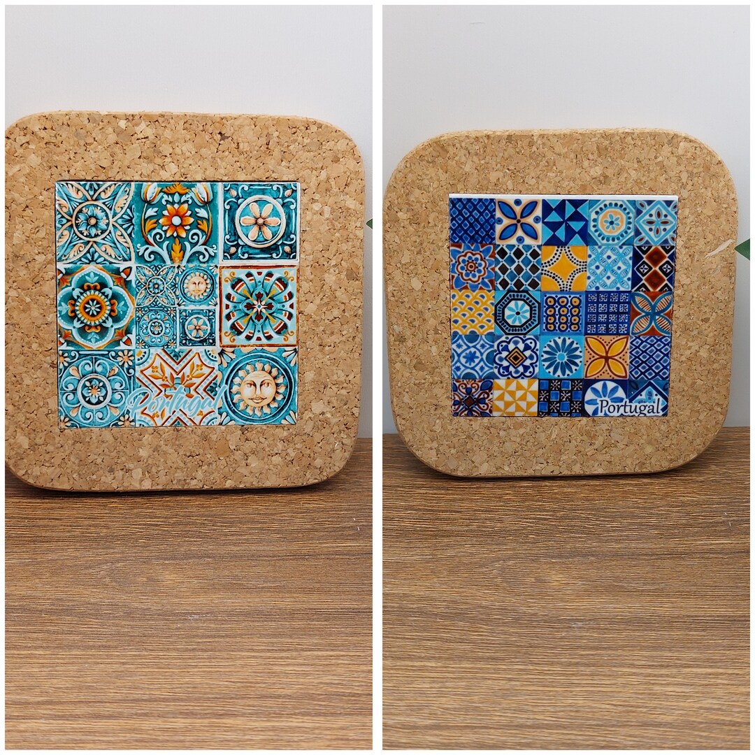 Hot Pot Stand 4.24.2 ,cork Stand With Ceramic , Blue Ceramic Stand ...