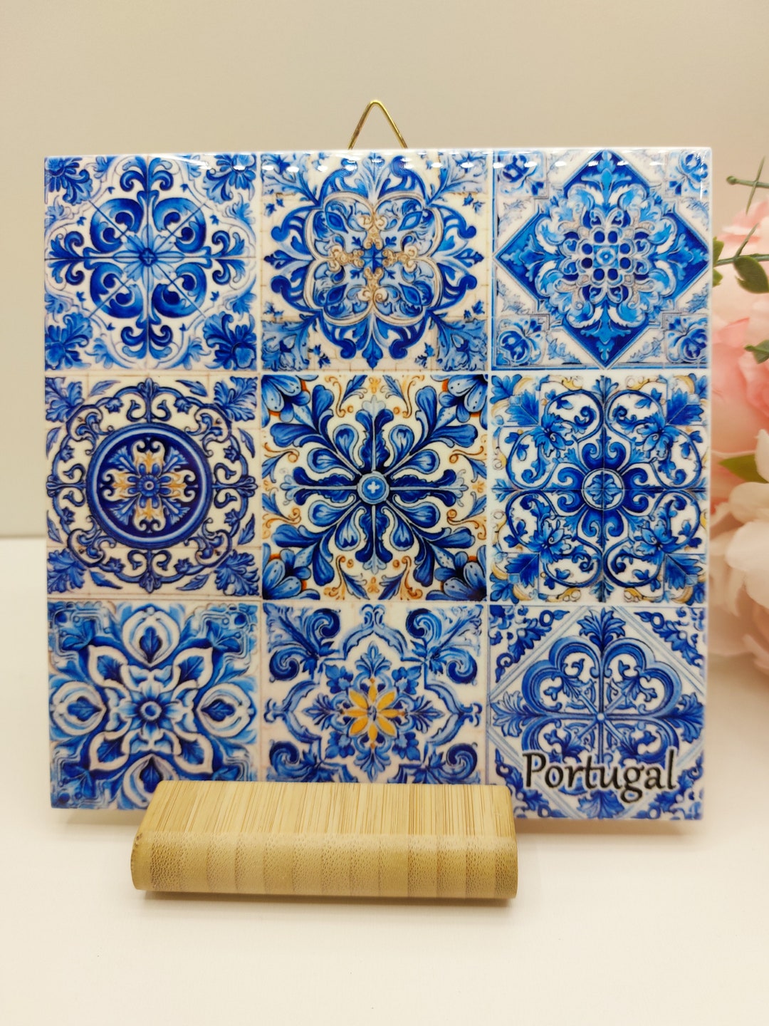 Tile 5.9"×5.9", 15×15cm From Potrugal, Square Blue Tile, Gift From ...