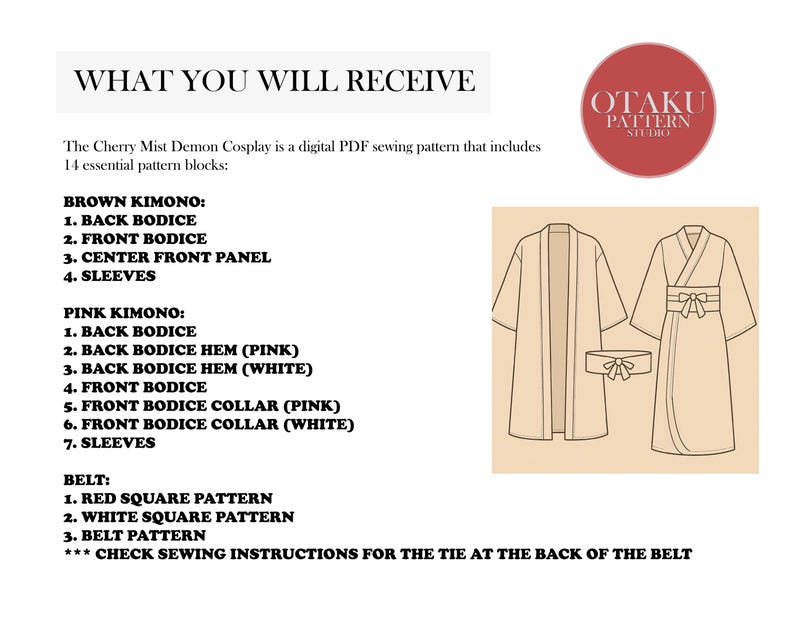 Cherry Mist Demon Kimono PDF Pattern Anime Inspired Cosplay Sewing ...