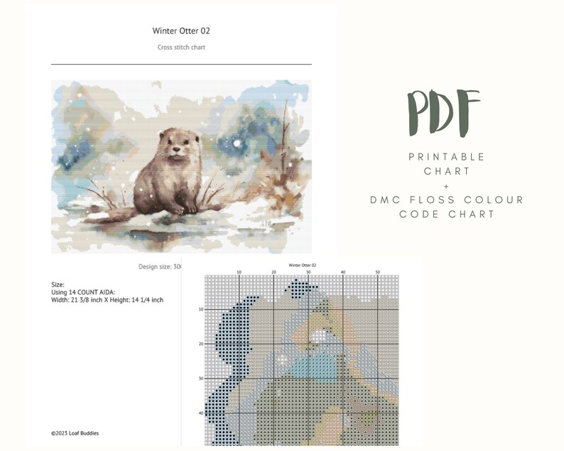 Otter Cross Stitch Pattern, Modern Animal Counted Crossstitch, Cute ...