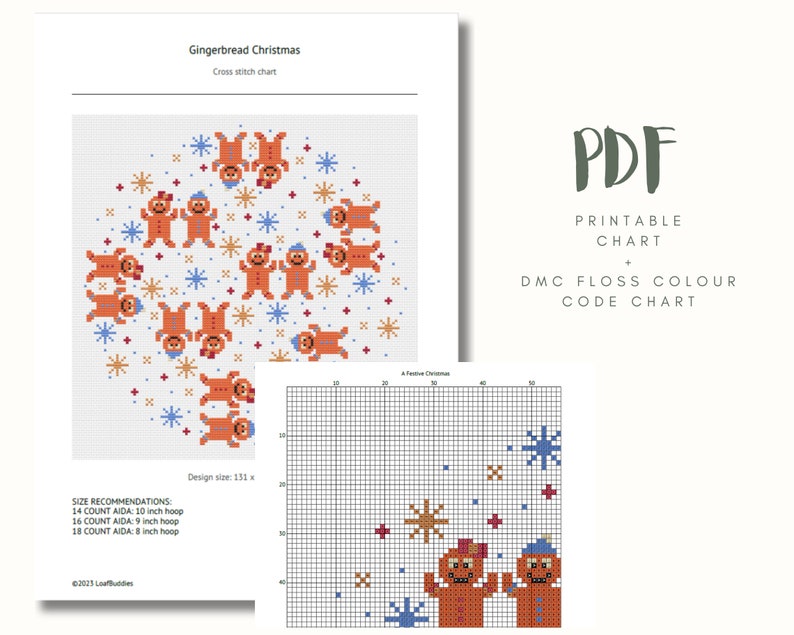 Cross Stitch Pattern Christmas, Gingerbread Girl, Modern Cross Stitch ...