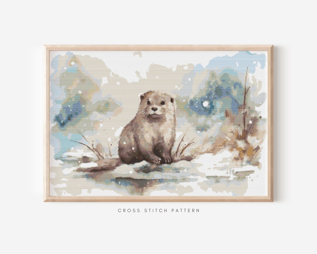 Otter Cross Stitch Pattern Modern Animal Counted Crossstitch - Etsy