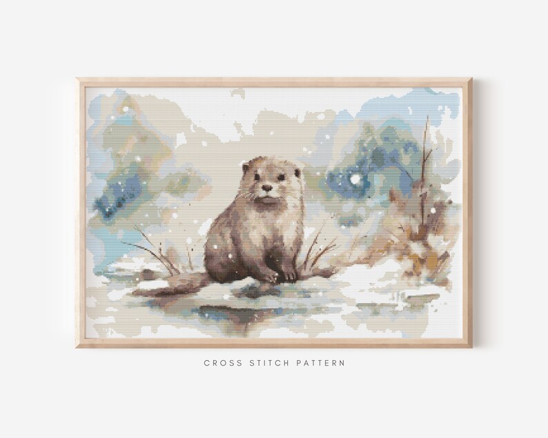 Otter Cross Stitch Pattern, Modern Animal Counted Crossstitch, Cute ...
